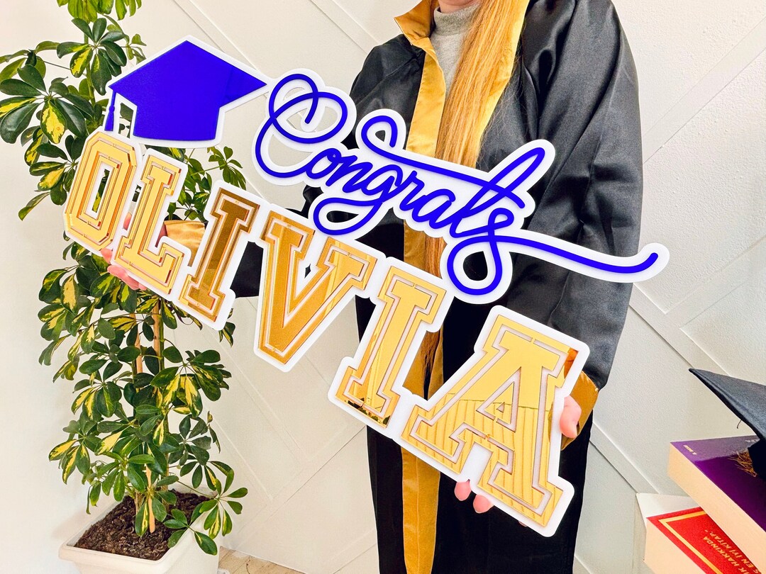 Graduation Party Decoration, Personalized Graduation Sign, Gold ...