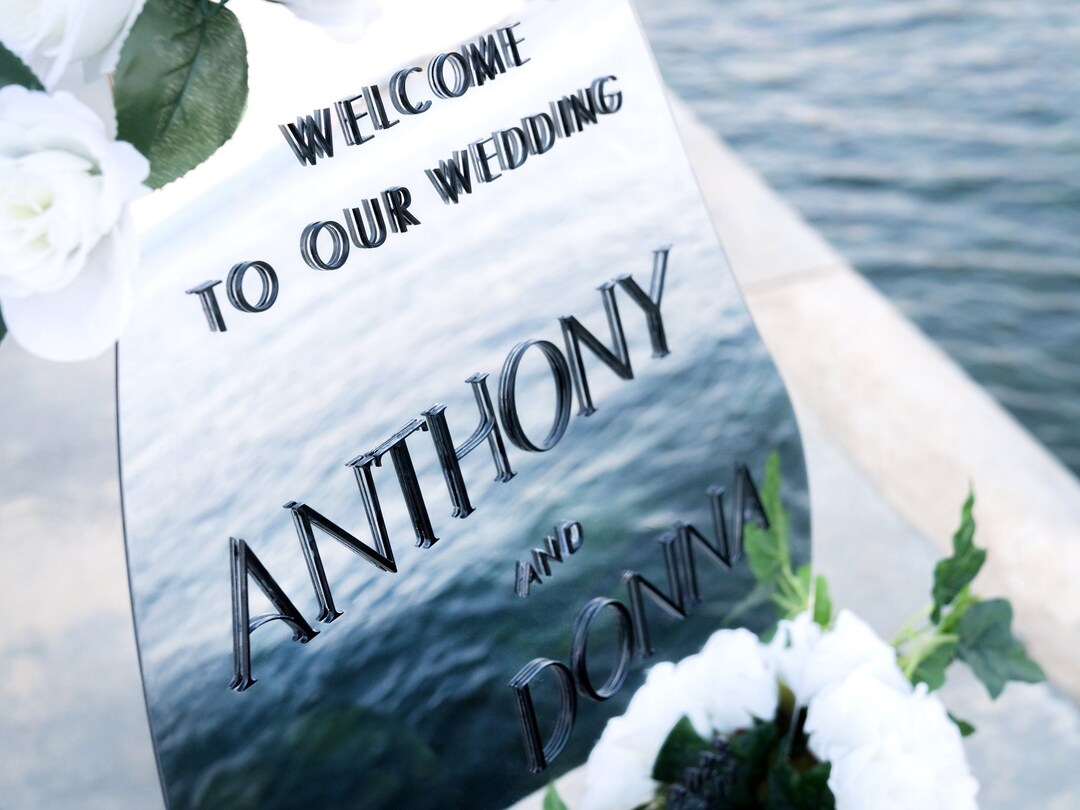 Mirror Wedding Welcome Sign, Silver Wedding Signs, Acrylic Welcome Sign ...