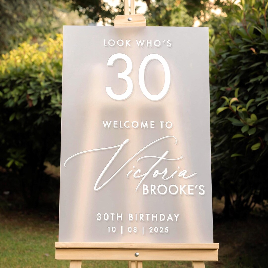 Frosted Acrylic Birthday Welcome Sign: 3D Text, Personalized Party ...