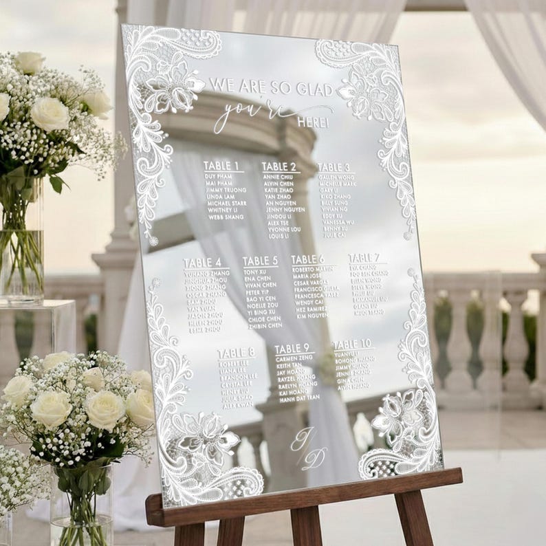 Custom Acrylic Wedding Seating Chart Sign: Rehearsal Dinner Table Plan ...