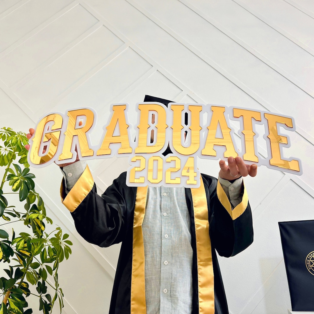 Custom Gold Graduate Sign, Graduation Party Backdrop Decor, Grad Gifts ...