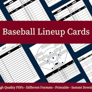 Baseball Line up Card Printable, Baseball Lineup Board and Batting ...