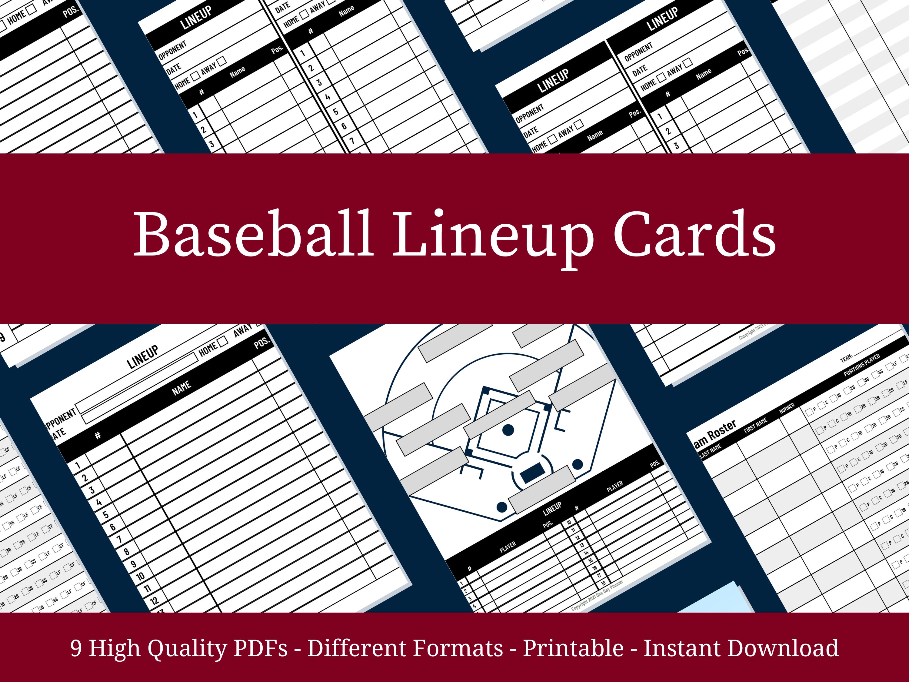 Baseball Line up Card Printable, Baseball Lineup Board and Batting ...