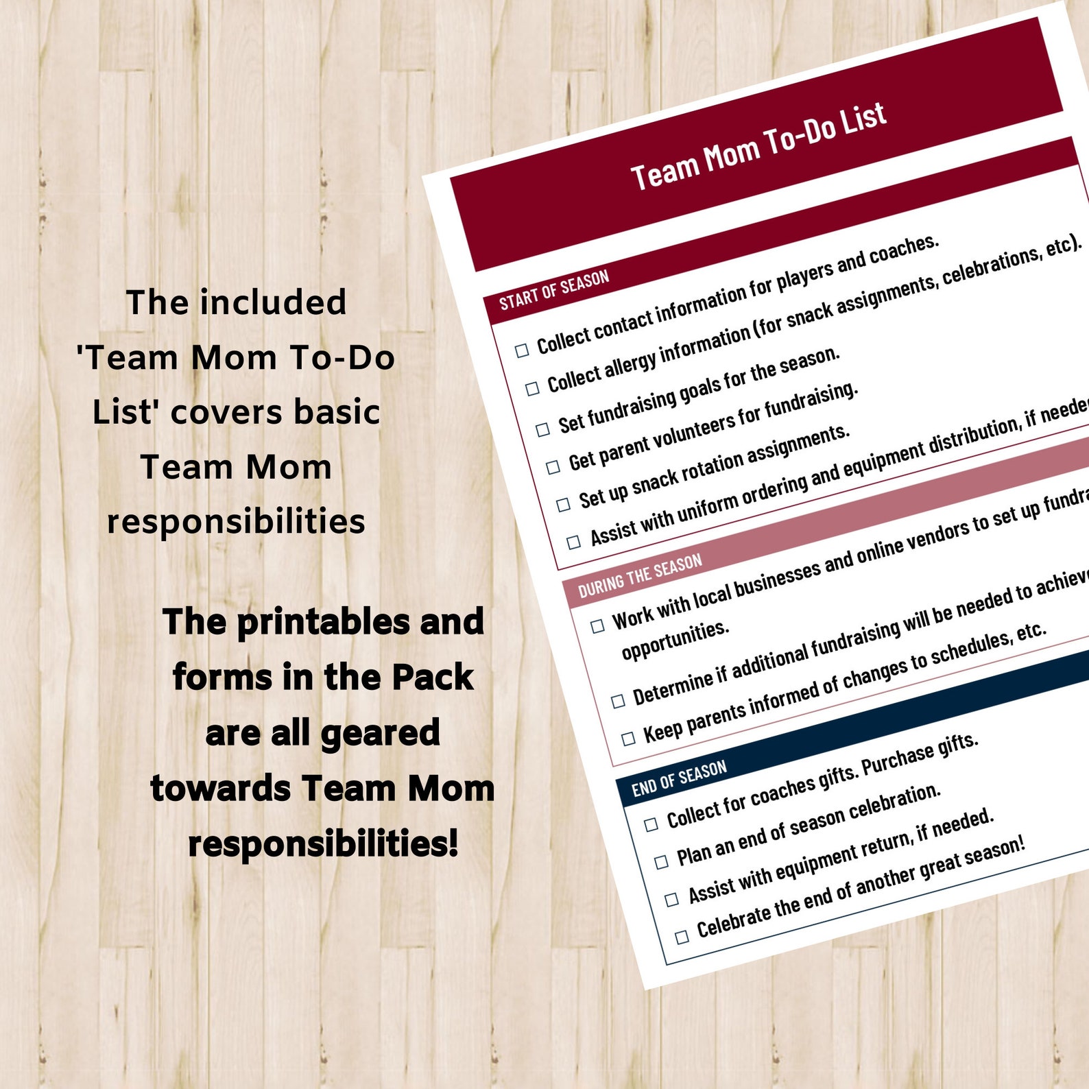 Team Mom Printables for Football Soccer Baseball Cheer and - Etsy