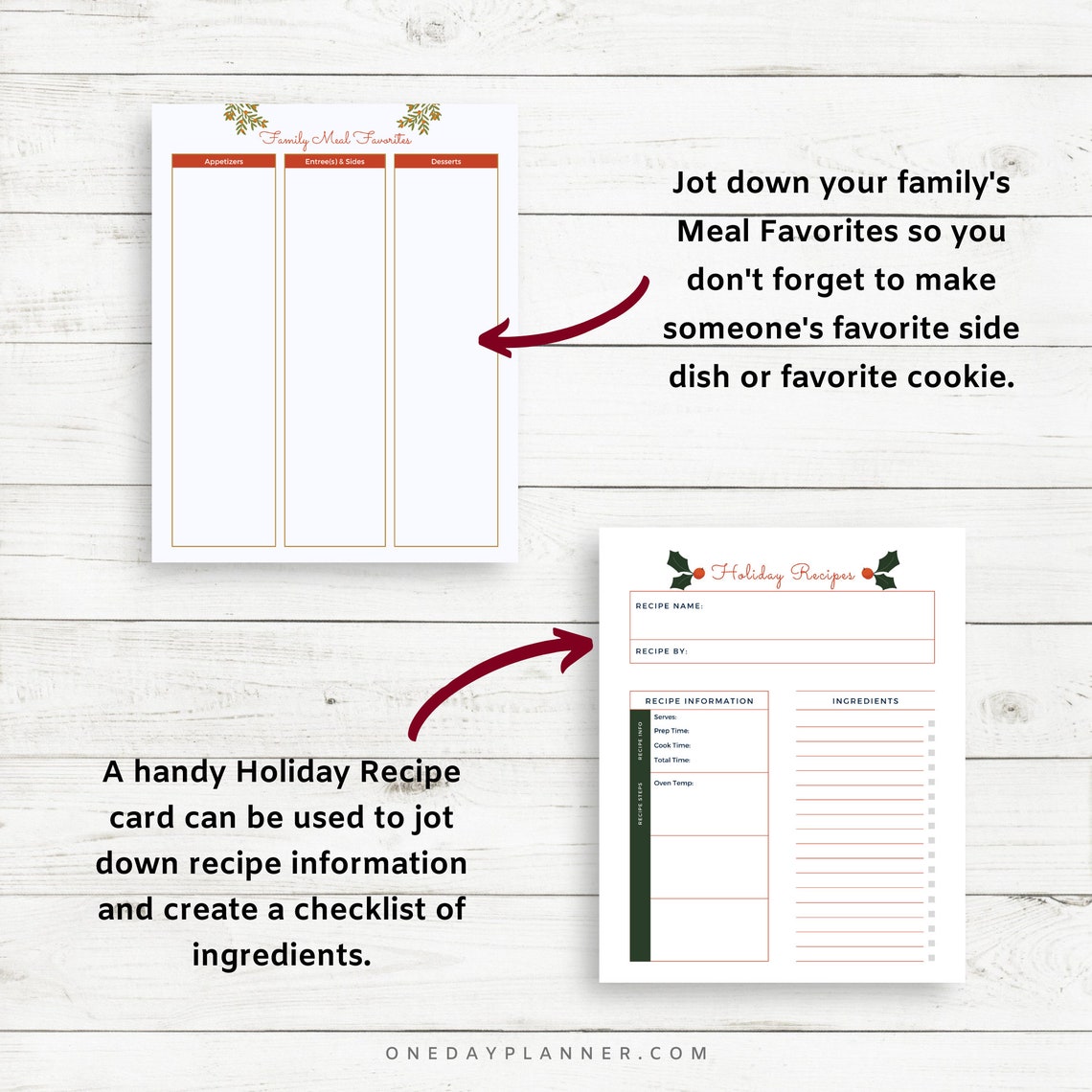 Holiday Meal Planner Printable Christmas Holiday Menu - Etsy