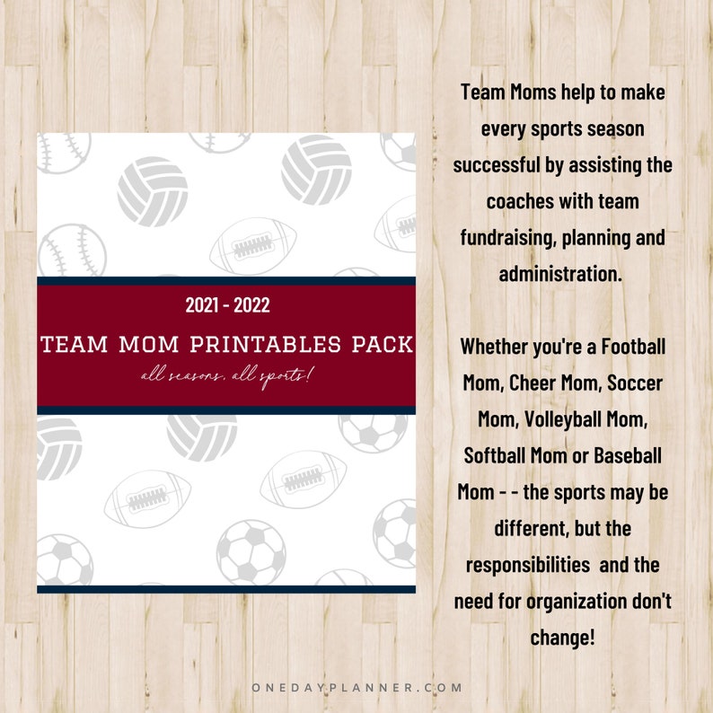 Team Mom Printables for Football, Soccer, Baseball, Cheer, and All Team ...