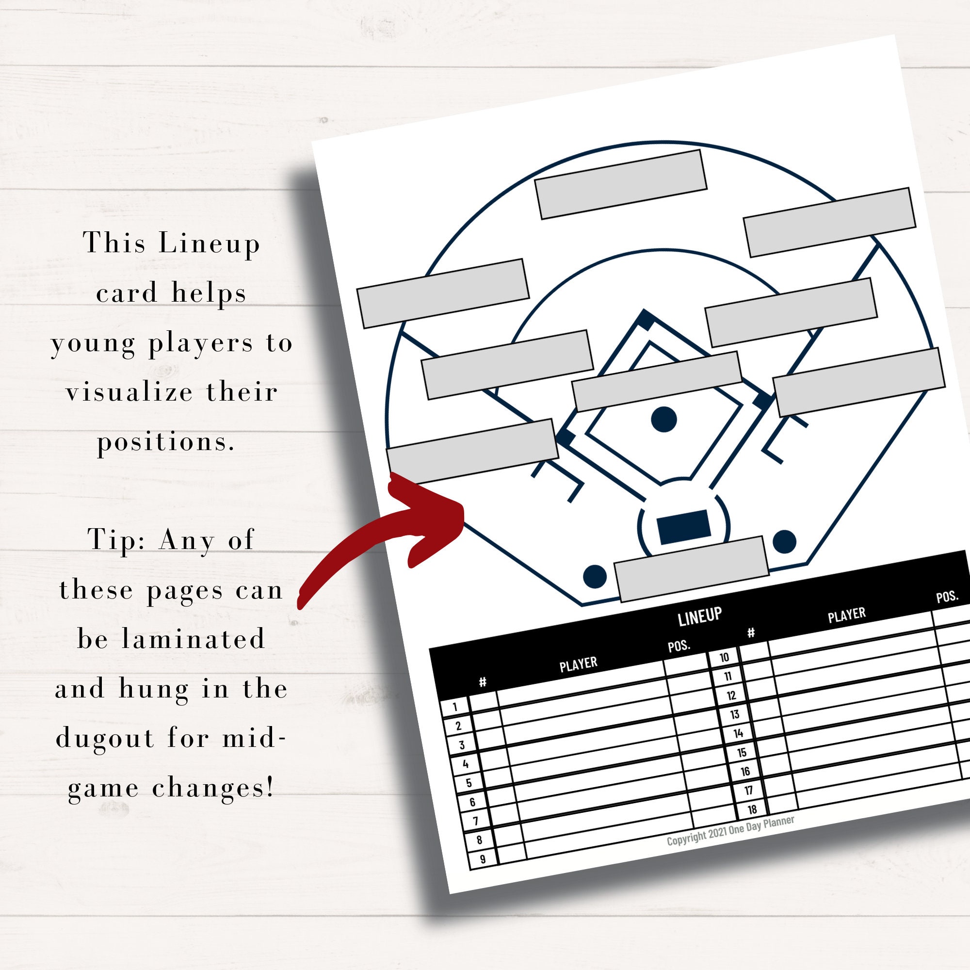 Baseball Line up Card Printable, Baseball Lineup Board and Batting ...