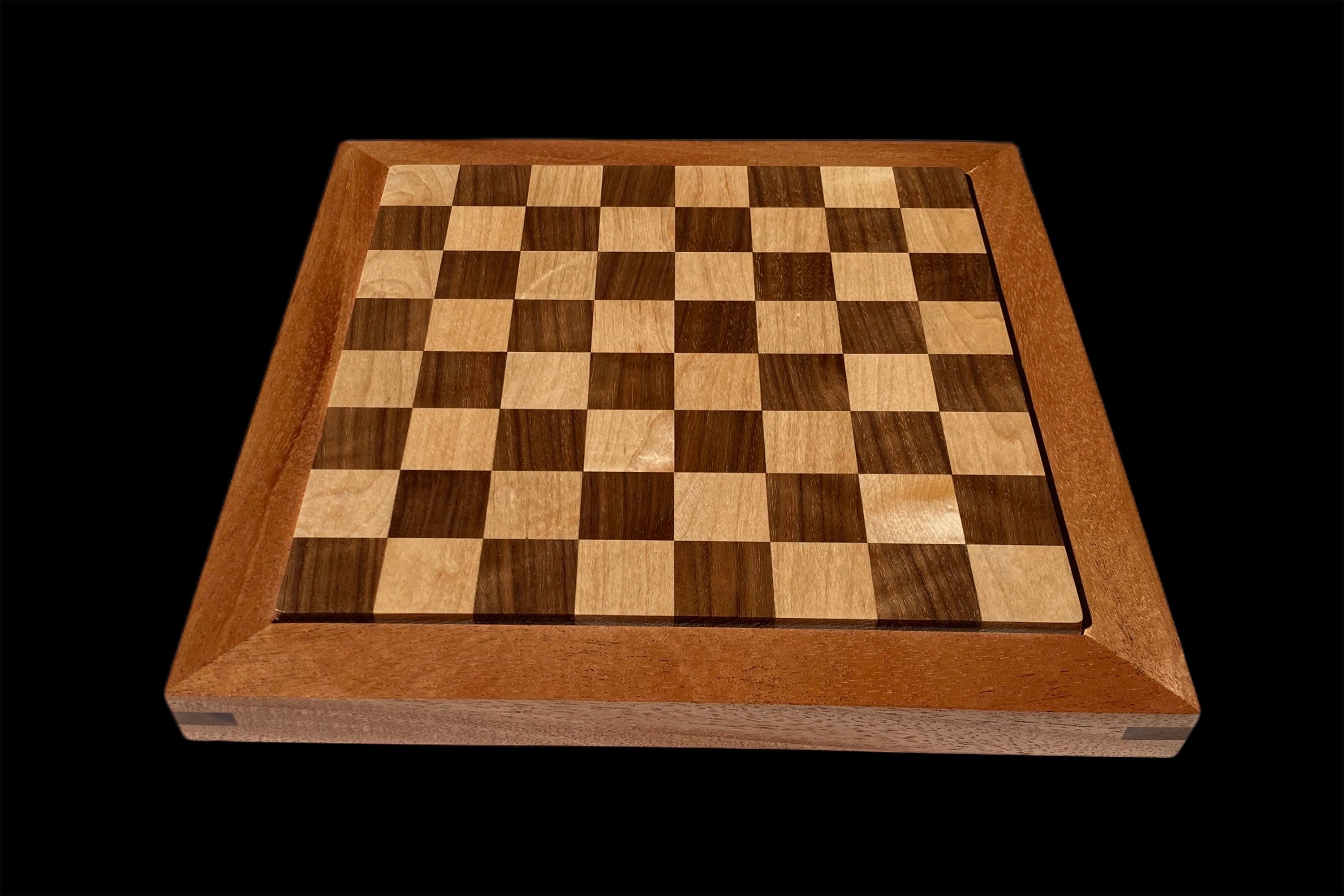 Chess Board With Pieces | 11X11” | Black Walnut Maple 1-1/8” Raised ...