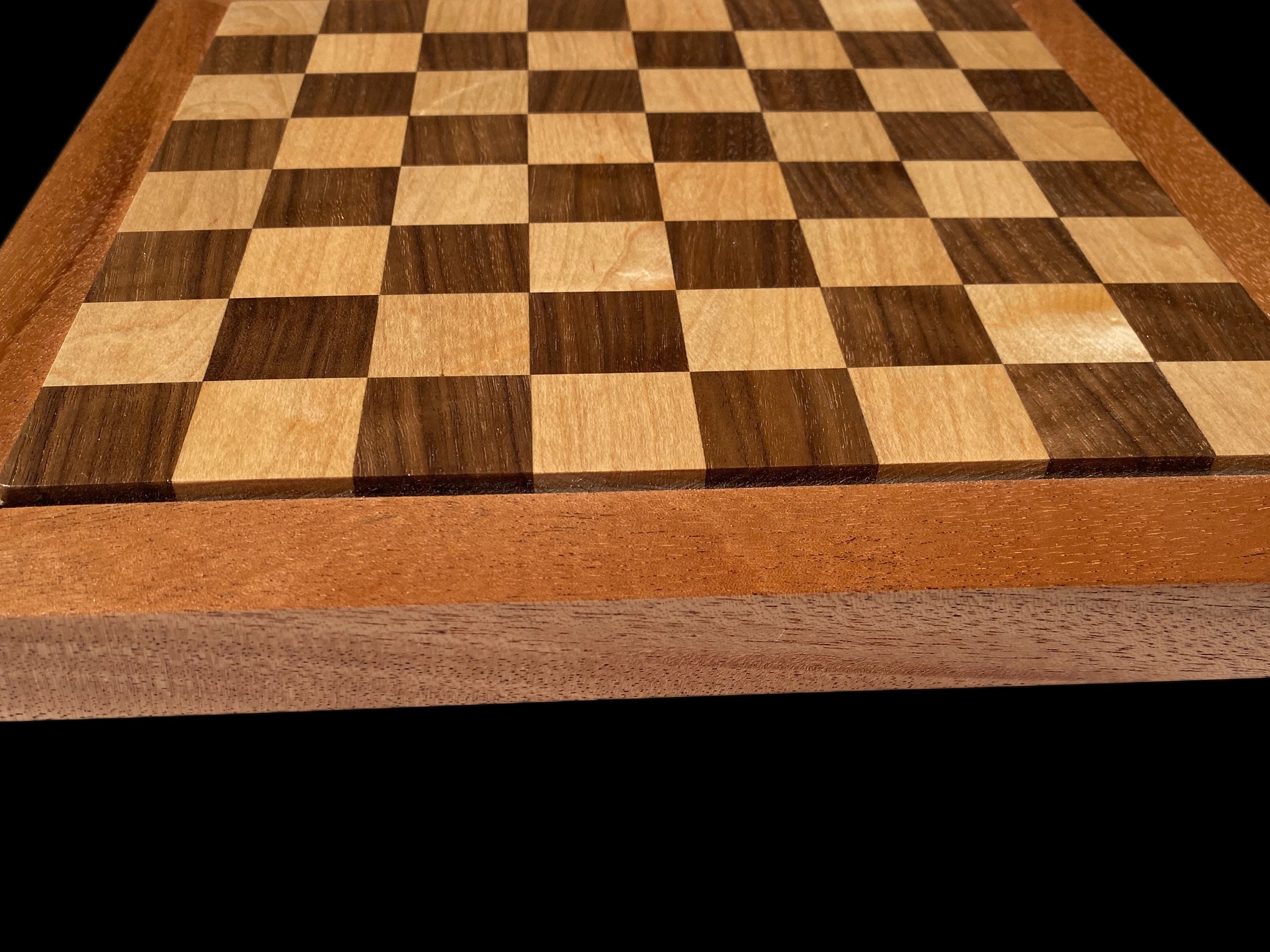 Chess Board With Pieces | 11X11” | Black Walnut Maple 1-1/8” Raised ...