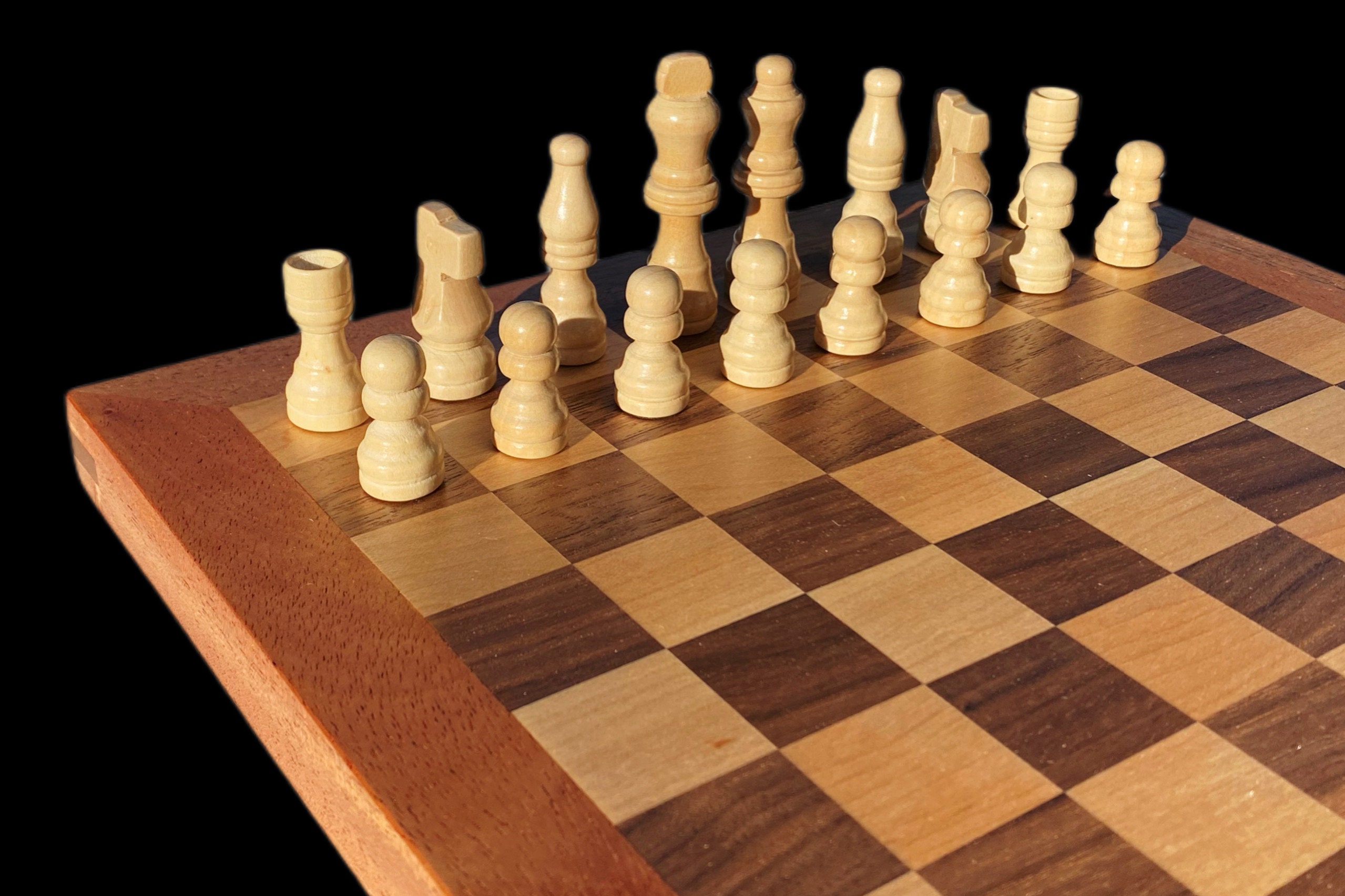 Handmade Wooden Chess Board With Pieces | 11X11” | Black Walnut Maple 1 ...