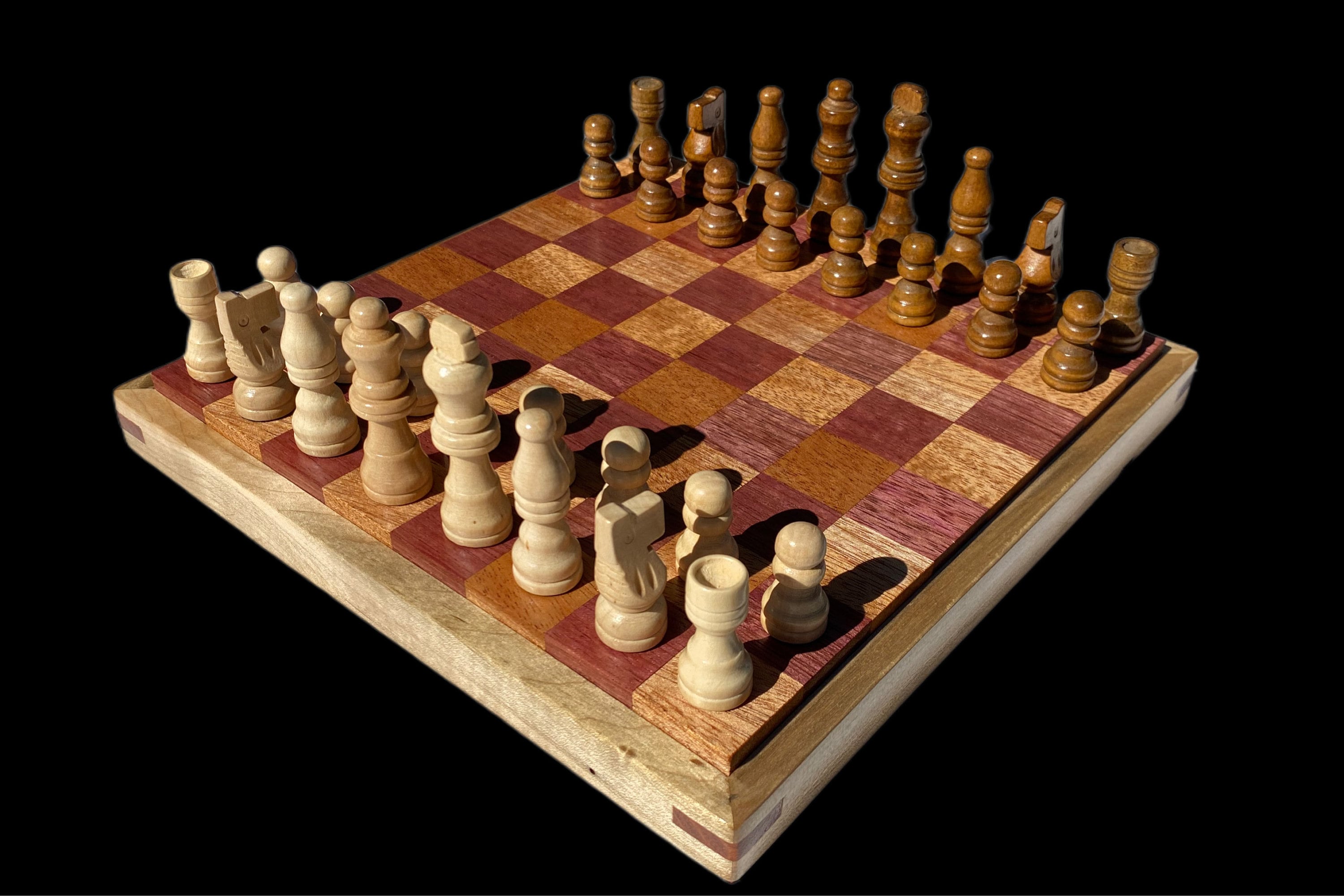 Chess Board With Pieces | 10x10” | Purple Heart and African Mahogany 1 ...