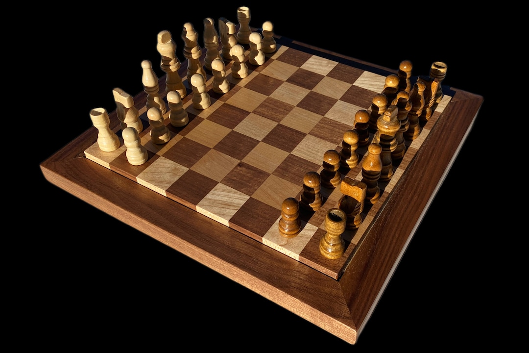 Chess Board 11x11” Walnut Frame Incl. Pieces 1-1/8” Raised Squares - Etsy