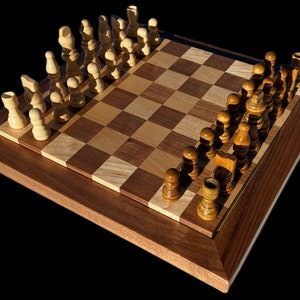 Chess Board 11x11” Walnut Frame Incl. Pieces 1-1/8” Raised Squares - Etsy