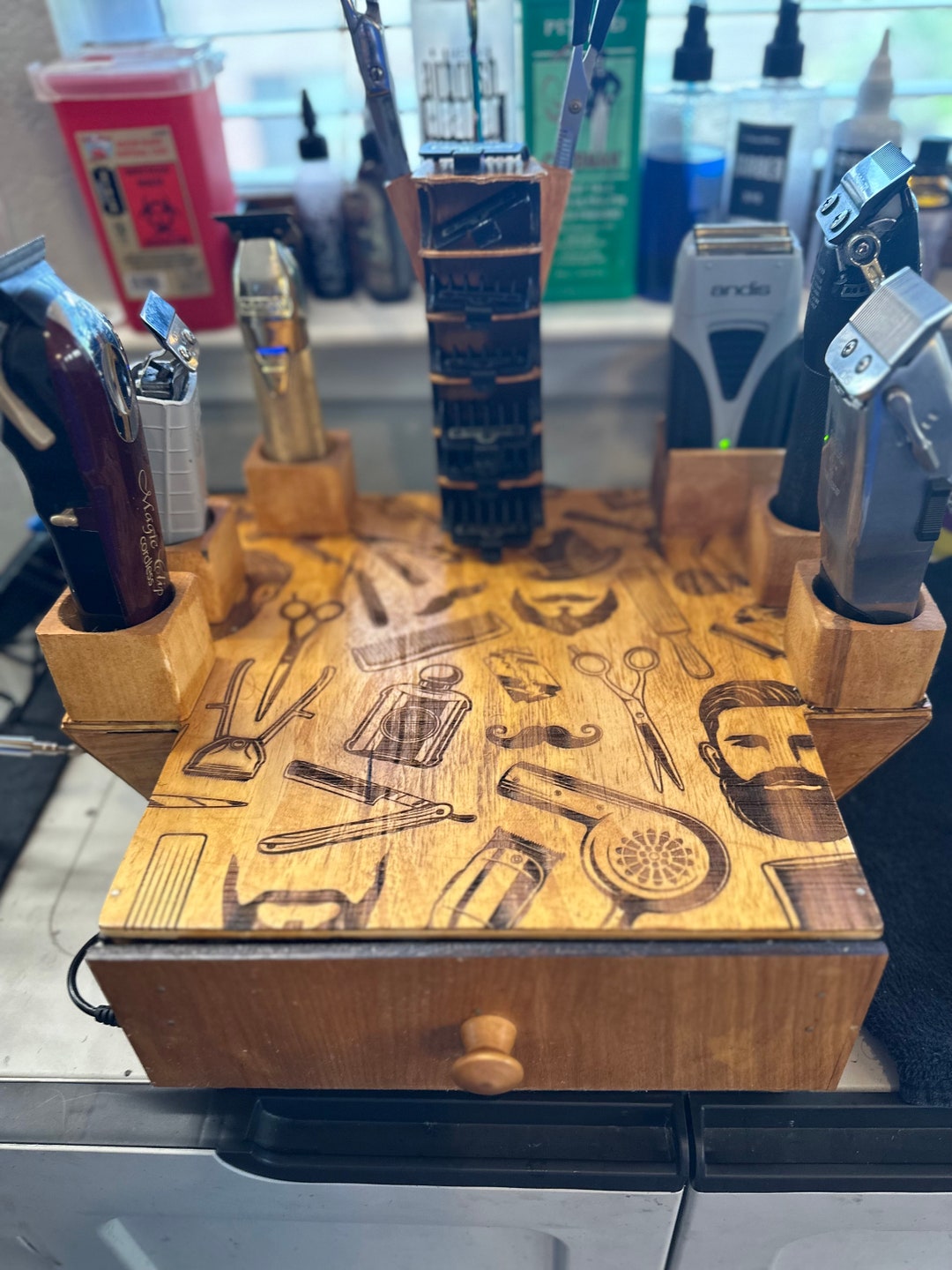 Barber Clipper Charger Clipper Holder Wood Station Clipper Case Barber ...