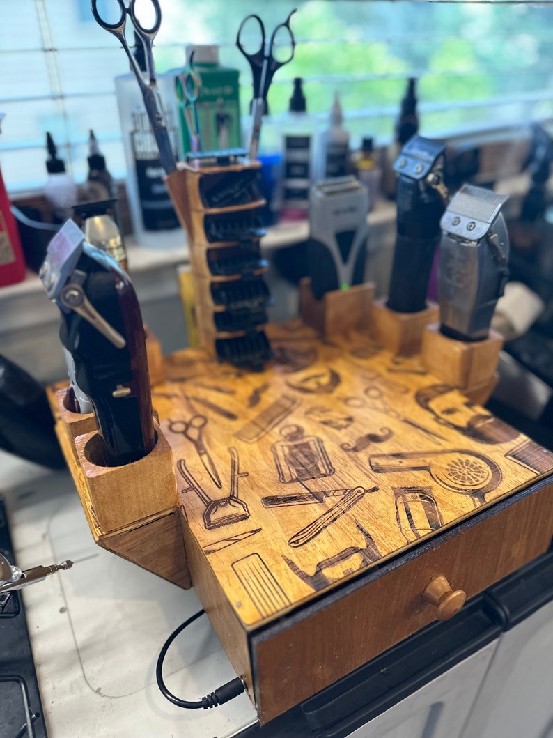 Barber Clipper Charger Clipper Holder Wood Station Clipper Case Barber ...