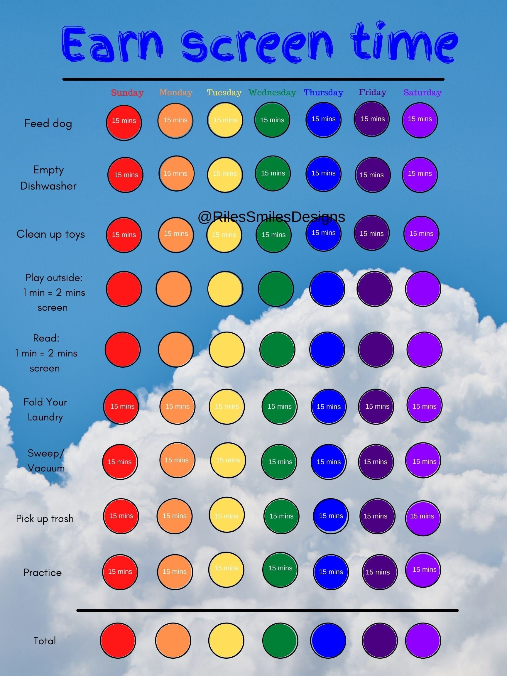 Editable screen time reward chart - Etsy France