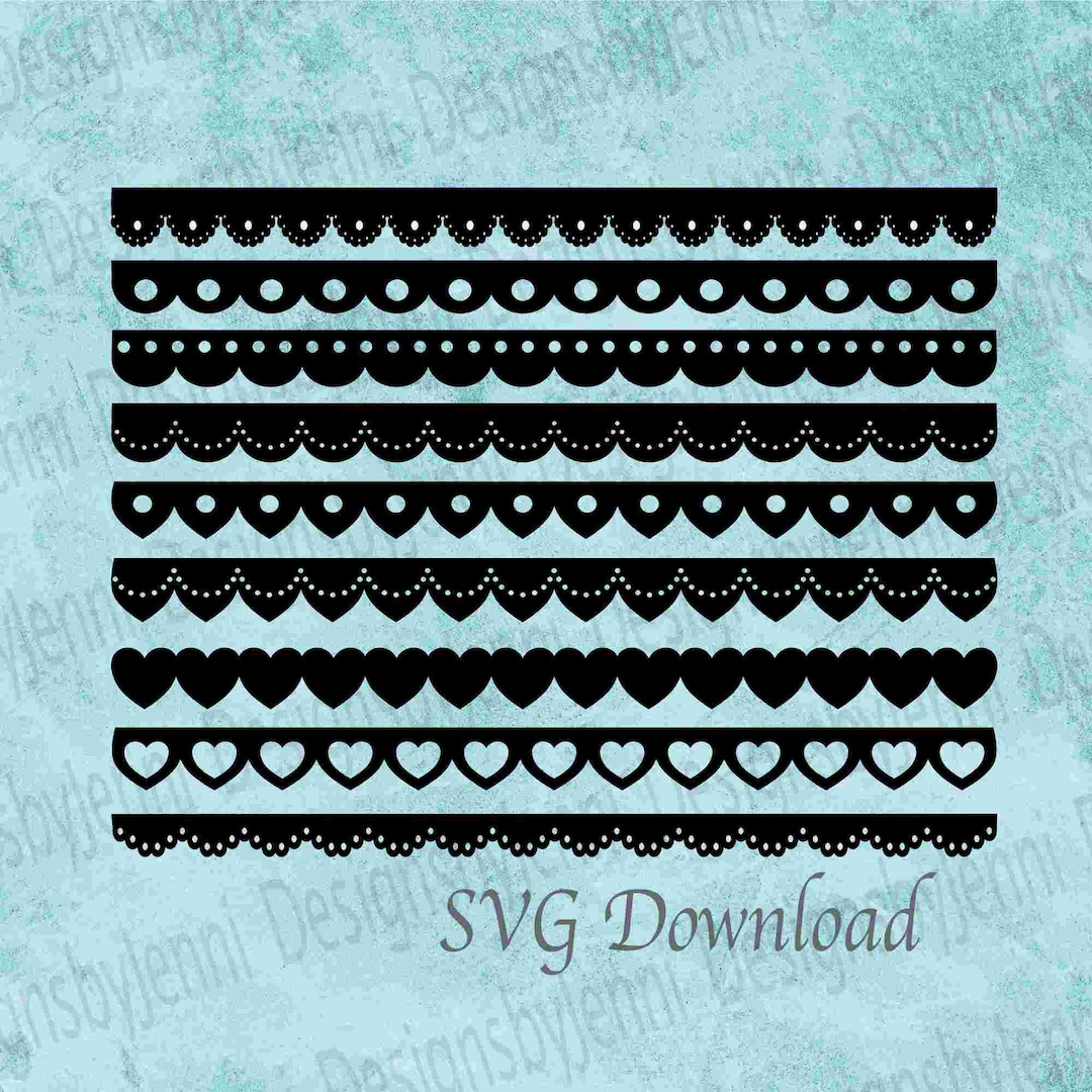 Scalloped Border Bundle SVG File, Paper Border Silhouette SVG, Border ...