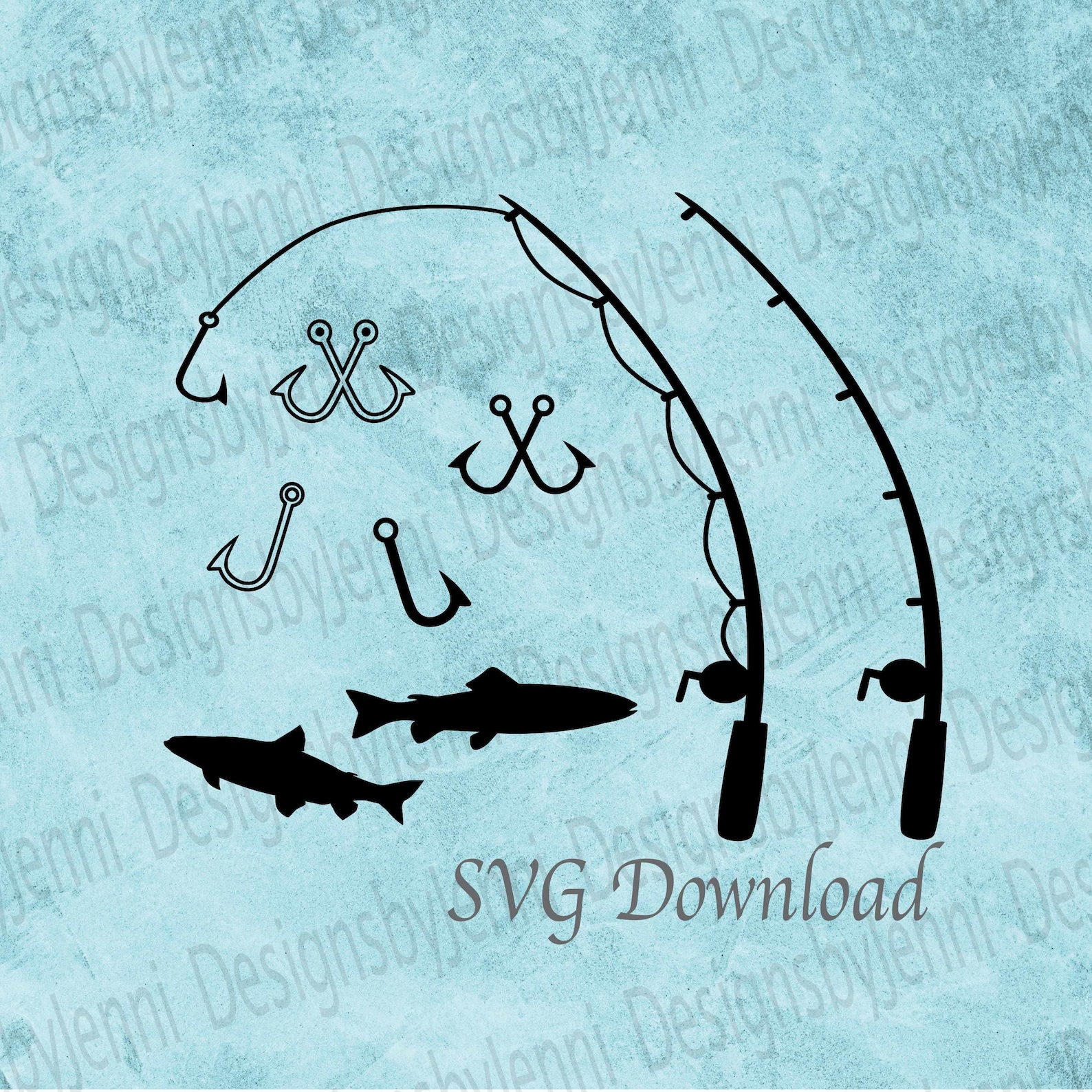 Fishing Pole With Fish SVG Bundle File Fishing Rod SVG - Etsy
