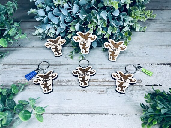 Cow Keychain Bundle SVG File Mom Keychain SVG Animal - Etsy
