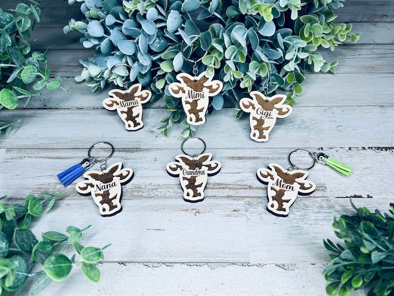 Cow Keychain Bundle SVG File, Mom Keychain SVG, Mothers Day Keychain ...