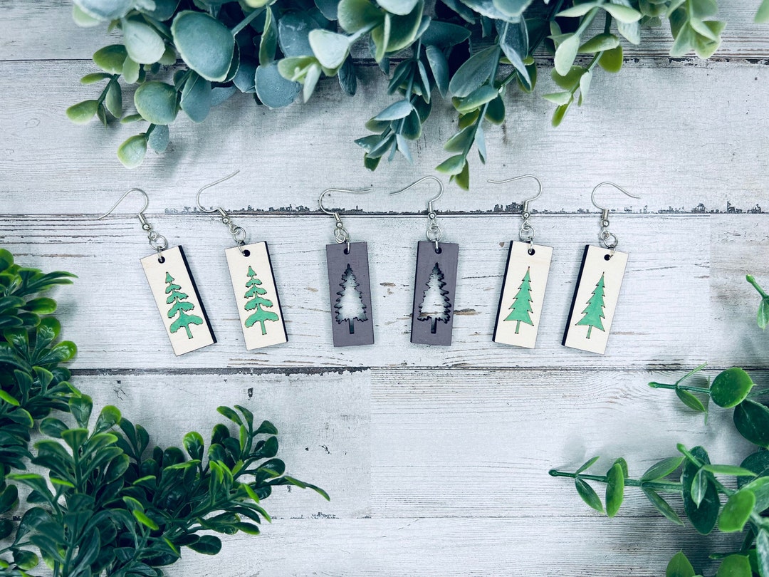 Christmas Tree Earring SVG Bundle, Glowforge Earring SVG File, Earring ...