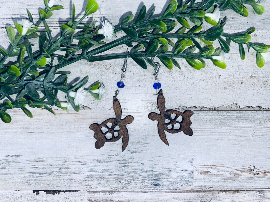 Turtle Earring Laser File, Sea Turtle Earring SVG Cut File, Turtle ...