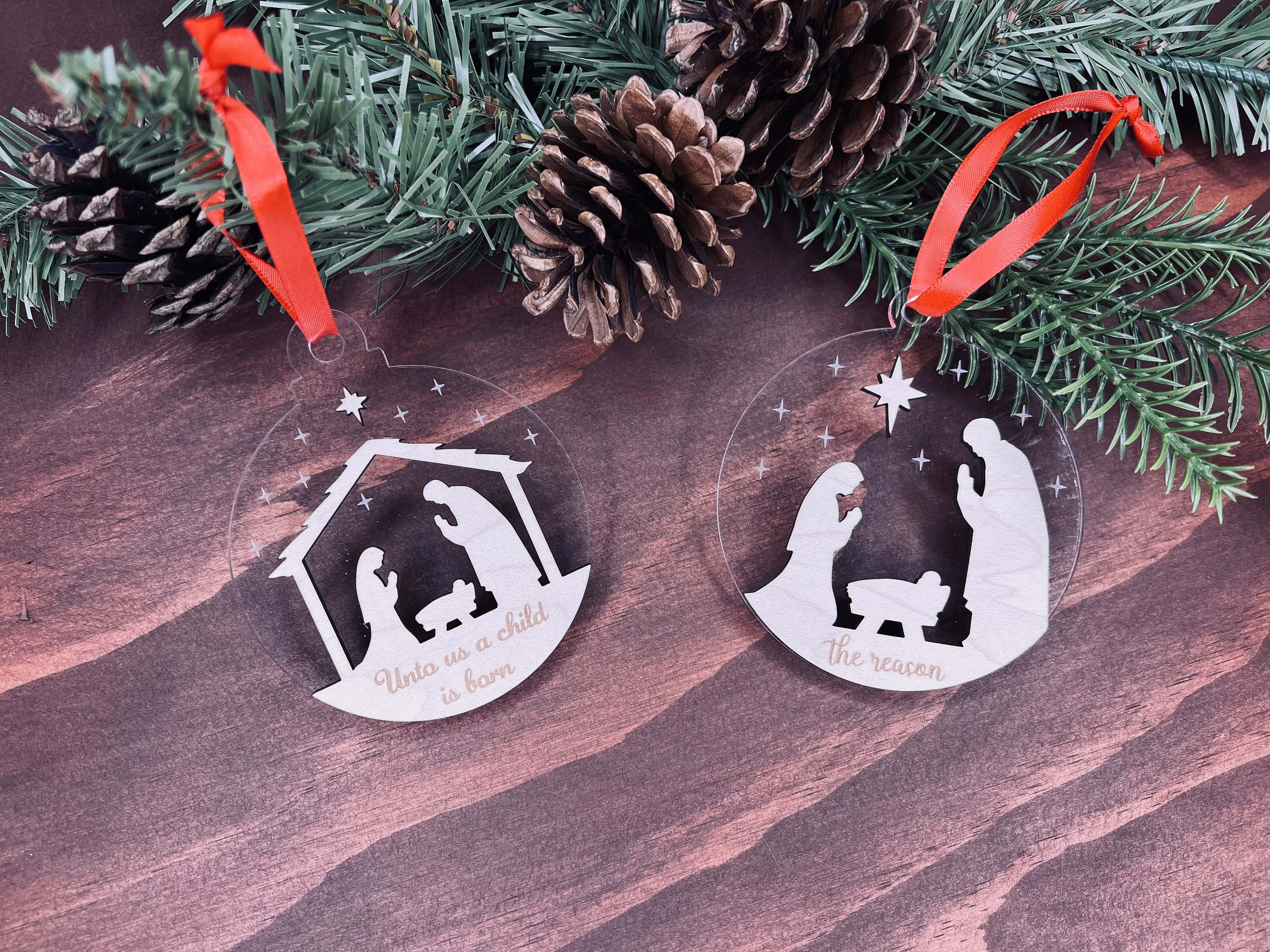 Layered Nativity Scene Ornament SVG, Holy Family Round Ornament SVG ...