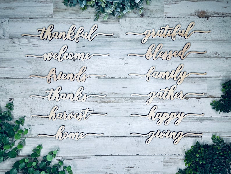 12 Thanksgiving Plate Words SVG File Plate Setting Words - Etsy