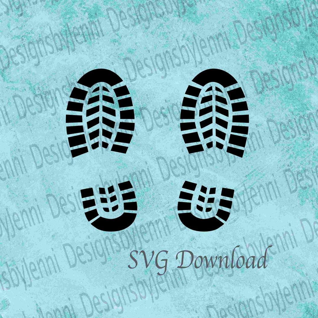Shoe Print SVG File, Footsteps SVG File, Hiking Boot Print Silhouette ...
