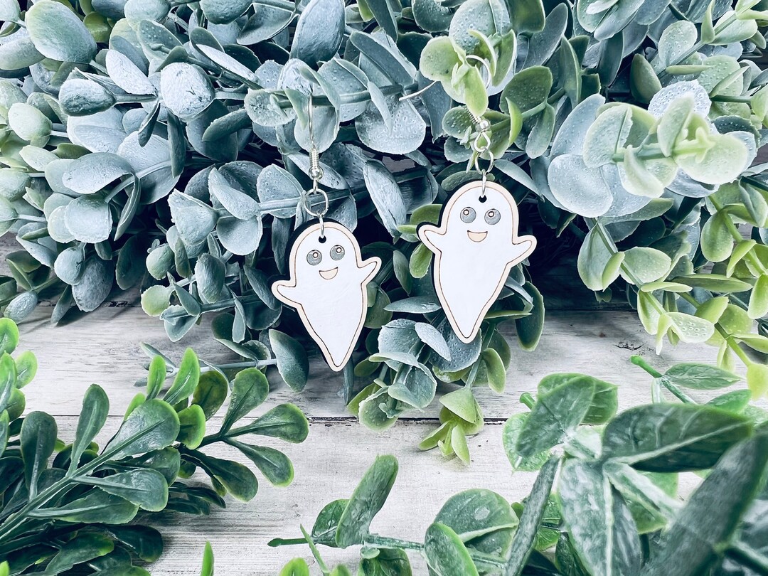Ghost Earring SVG File, Halloween Ghost Earring Laser File, Glowforge ...