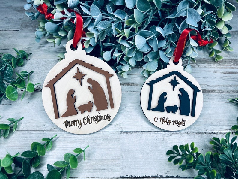 Layered Nativity Scene Ornament SVG Holy Family Round - Etsy