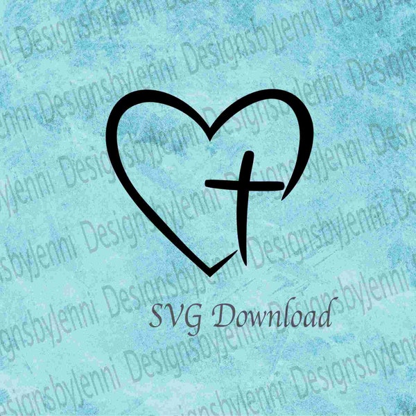 Heart With Cross Svg - Etsy