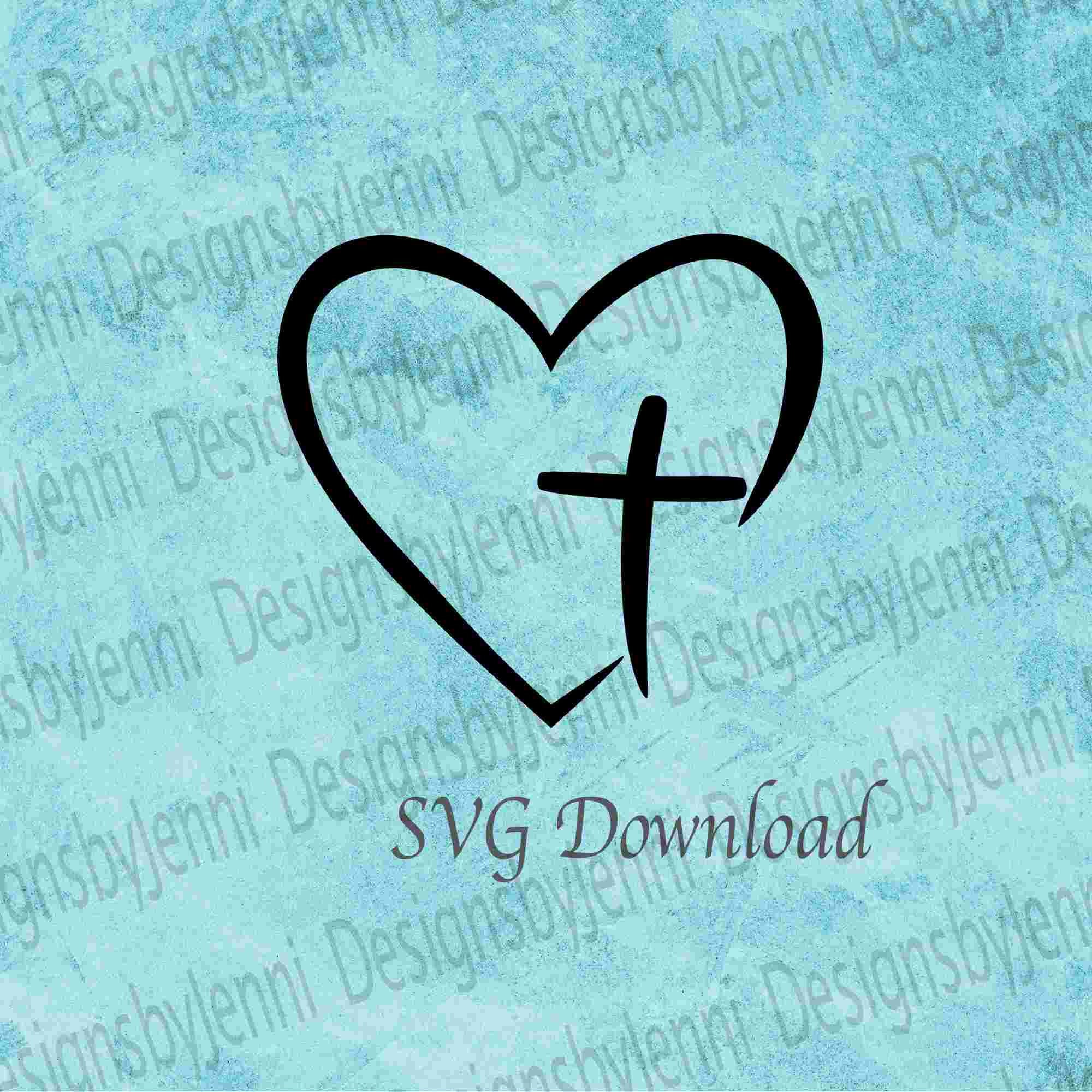 Jesus Heart Cross Svg File Religious Svg Instant Download Etsy