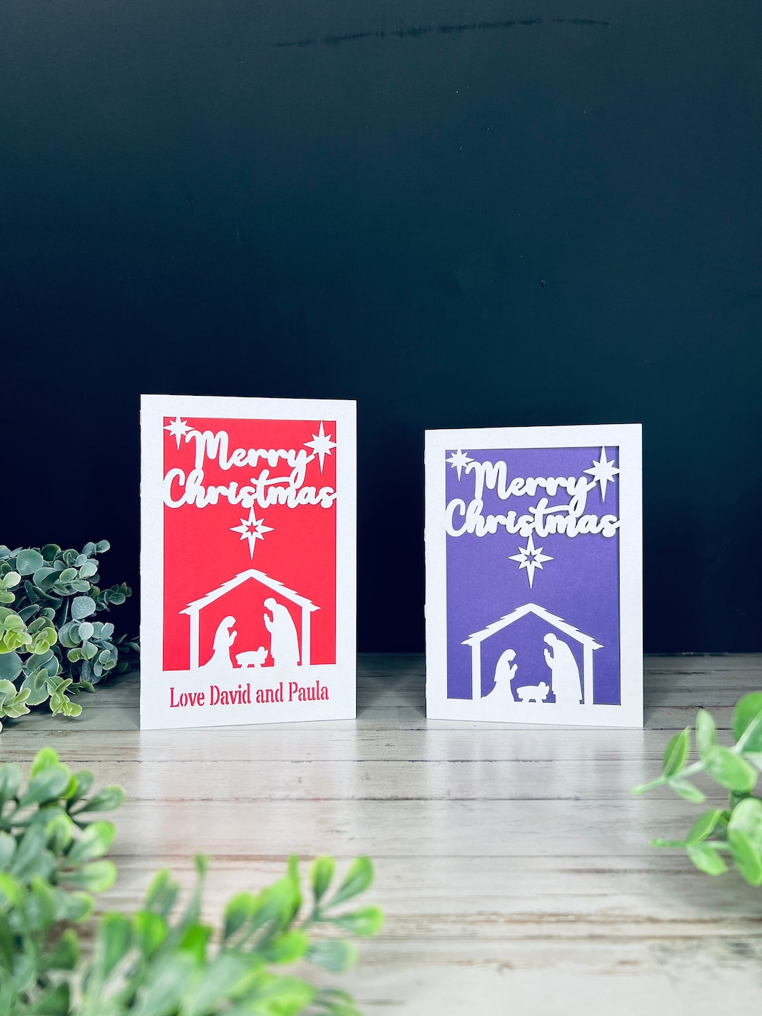 Personalized Christmas Card SVG Bundle File, Merry Christmas Nativity ...
