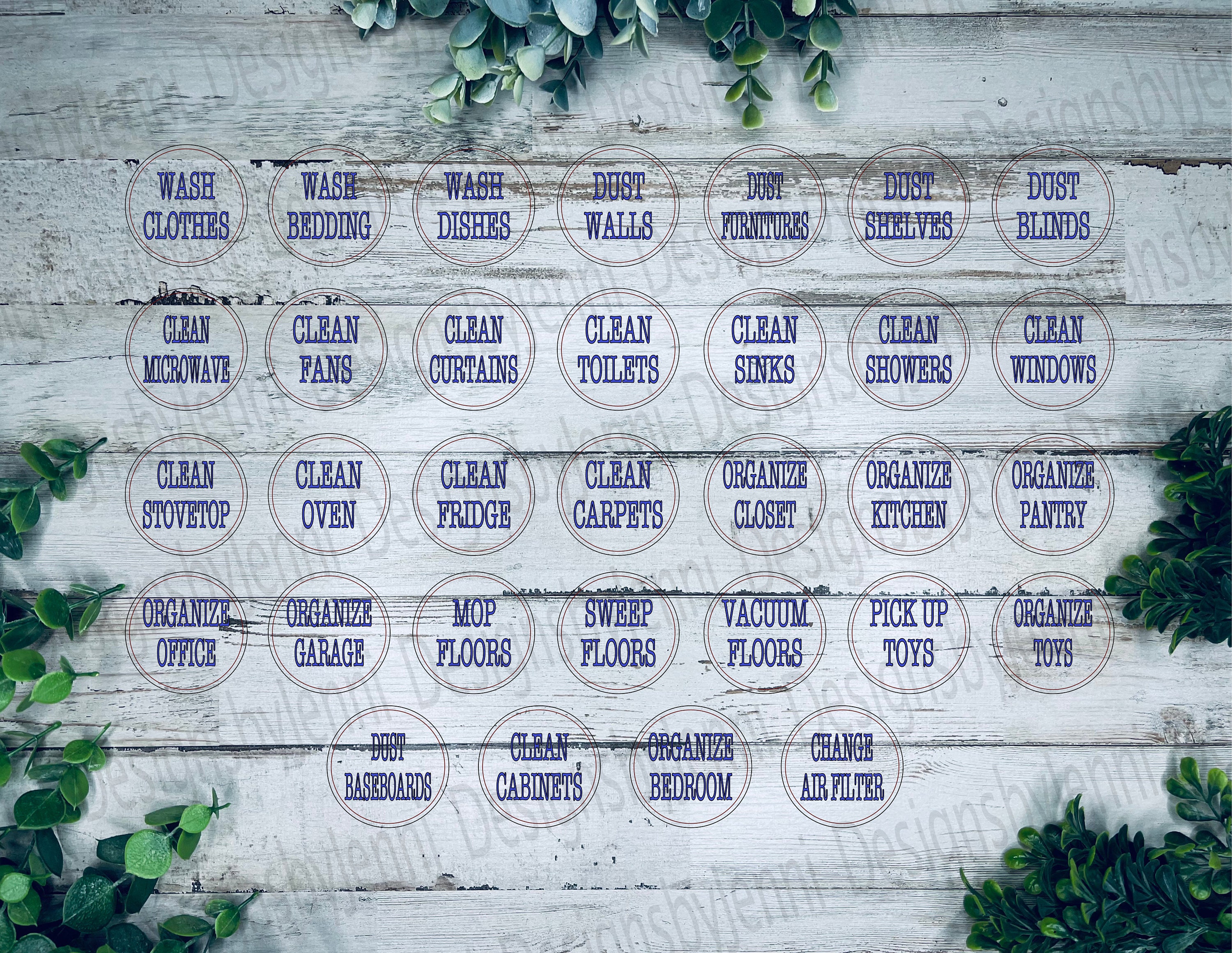 32 Chore Tokens SVG File, Family Chore Tokens SVG Download, Cleaning ...