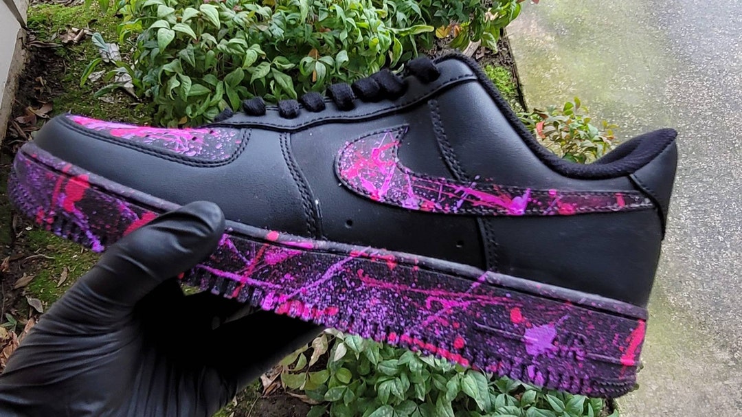 Neon Splatter Nike AF1 - Blacklight Glow Sneakers, Open Commissions - Etsy
