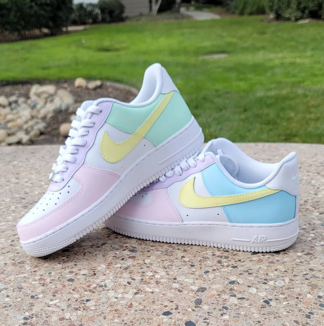 Pastel Nike AF1 - Multicolor Custom Sneakers, Easter Spring Vibes - Etsy