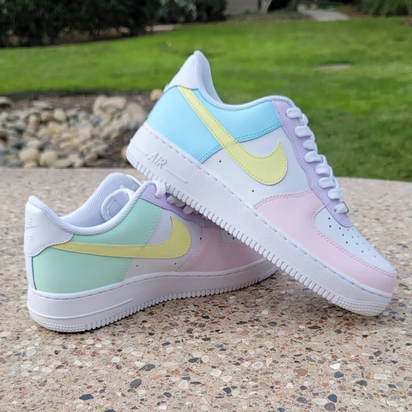 Pastel Nike AF1 - Multicolor Custom Sneakers, Easter Spring Vibes - Etsy