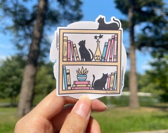 Black Cat Book Sticker - Etsy