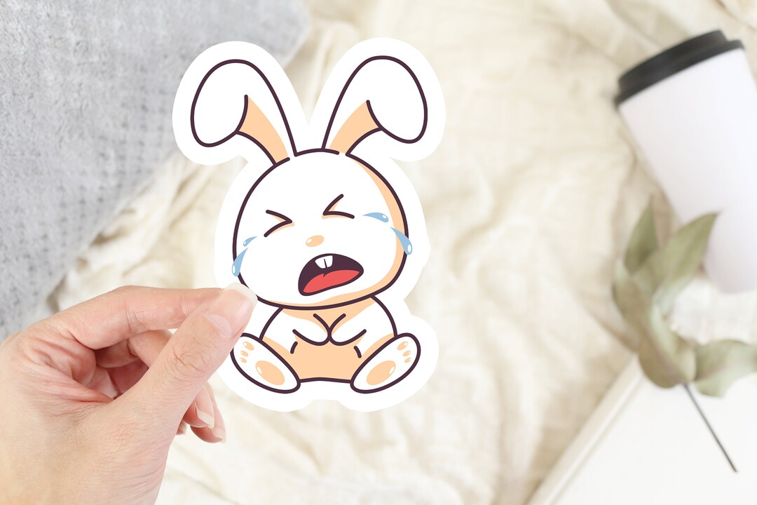 Crying Bunny Vinyl Sticker Cute Bunny Stickers Laptop - Etsy