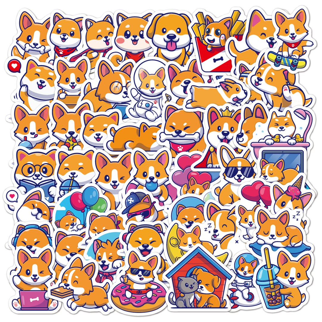 Cute Corgi Dogs Sticker Pack | Kawaii Corgi Dogs Sticker | Corgi Dogs ...