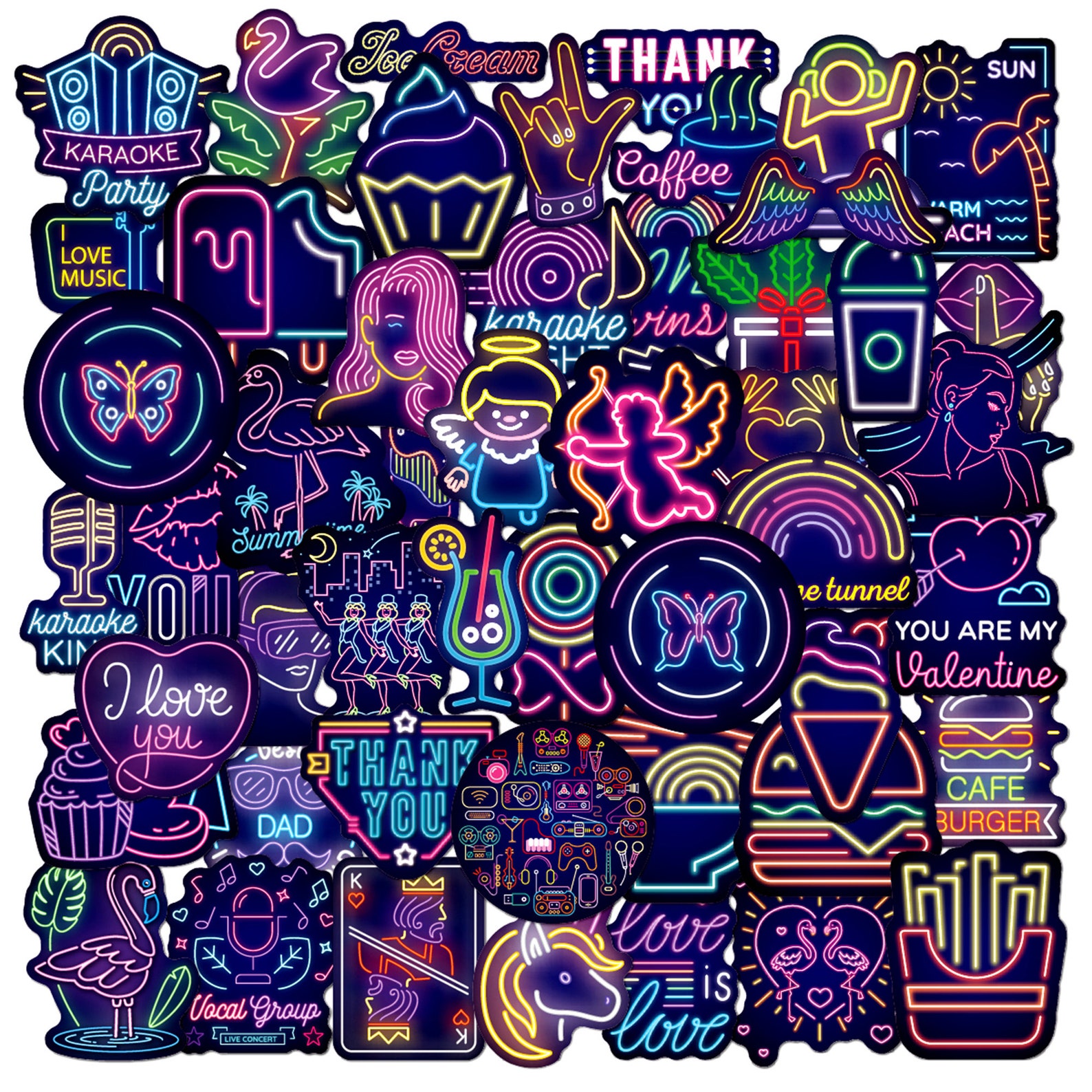 Neon Light Sticker Pack Neon Light Decal Neon Sign Sticker - Etsy