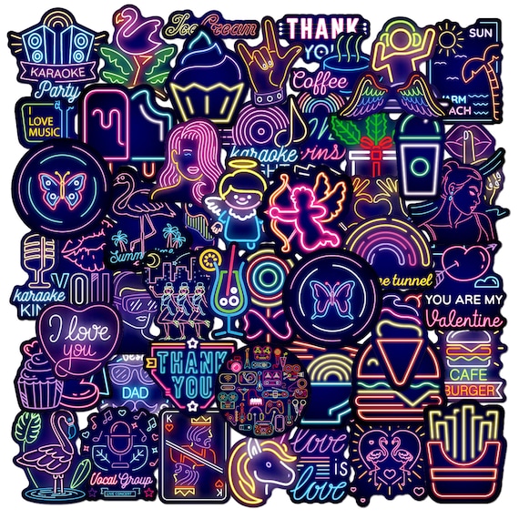Neon Light Sticker Pack Neon Light Decal Neon Sign Sticker - Etsy