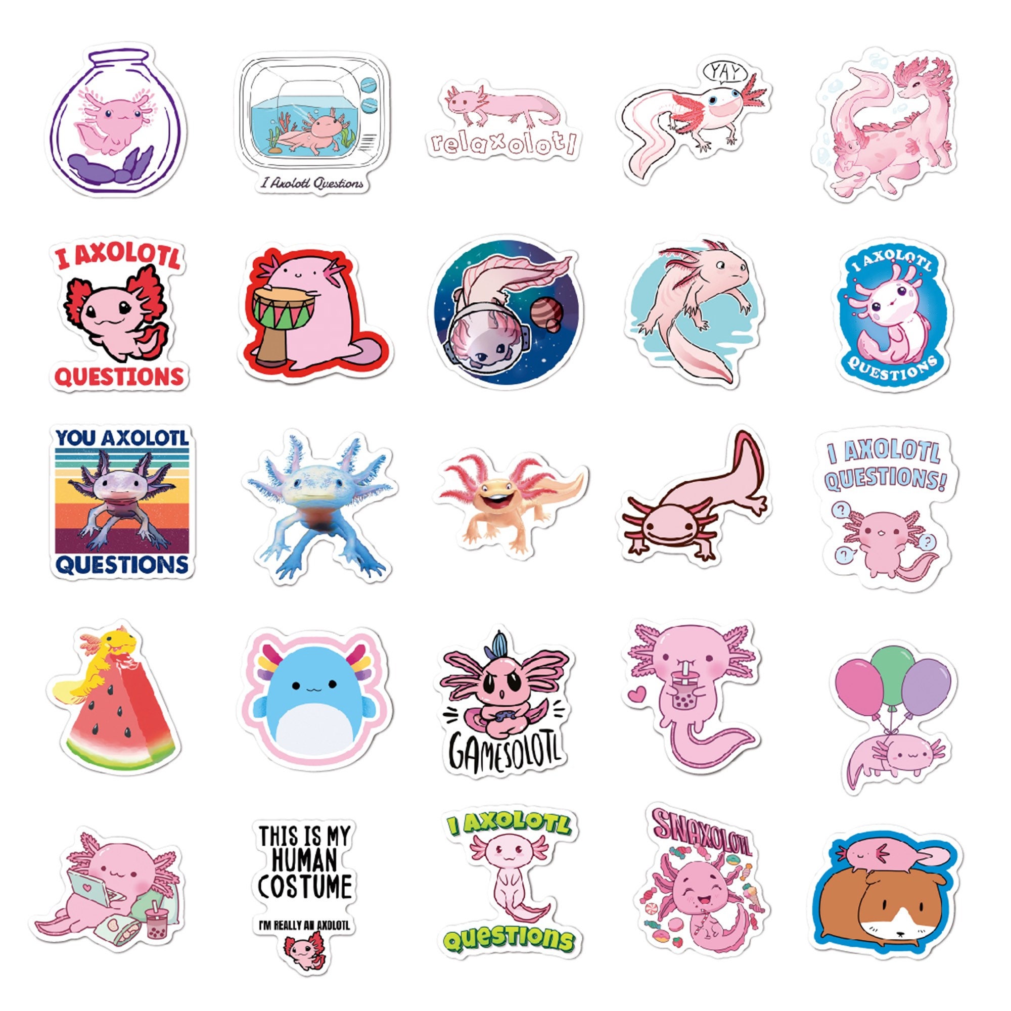 Axolotl Stickers Pack Axolotl Stickers Animal Stickers - Etsy
