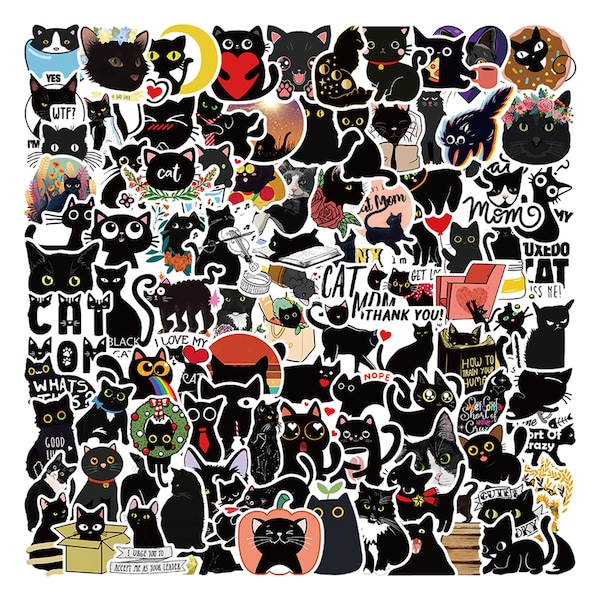 Black Cat Stickers - Etsy