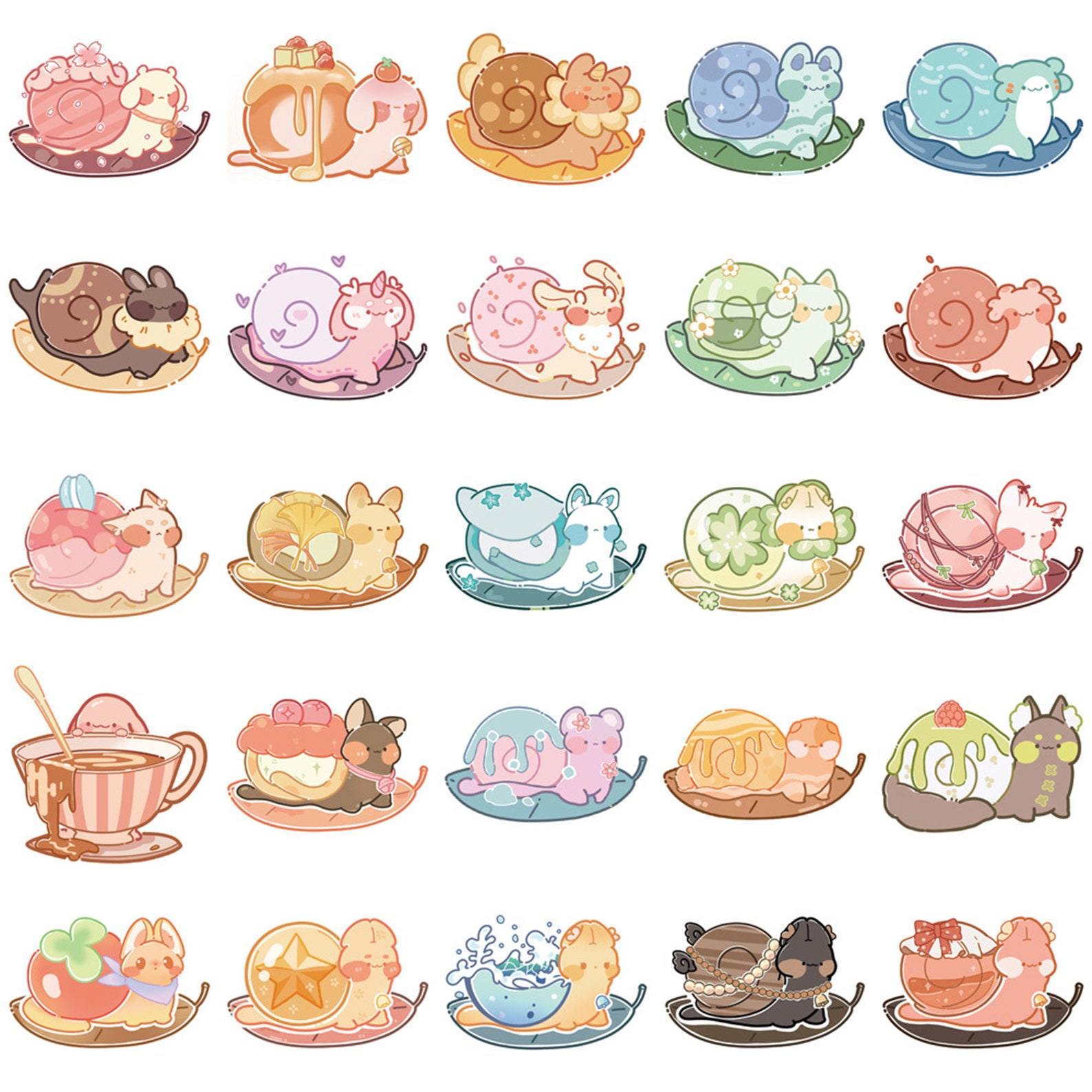 Cute Snail Stickers Pack Snail Stickers Kawaii Snail - Etsy