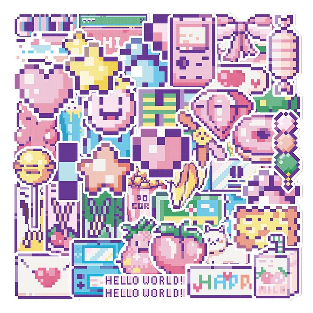 Pixel Art Stickers Pack Pixel Stickers Cute Pixel Art Stickers Vinyl ...