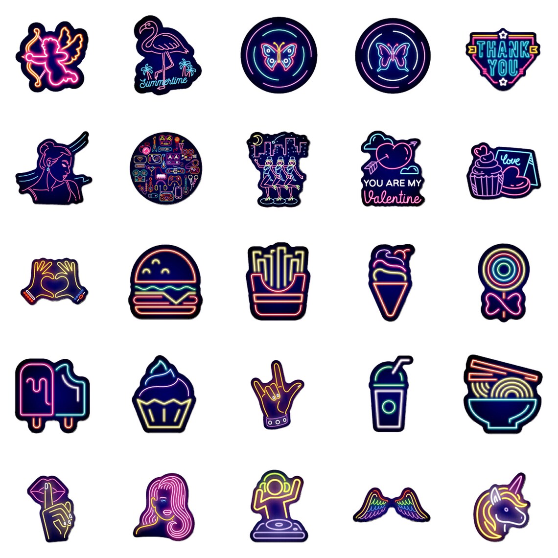 Neon Light Sticker Pack Neon Light Decal Neon Sign Sticker - Etsy