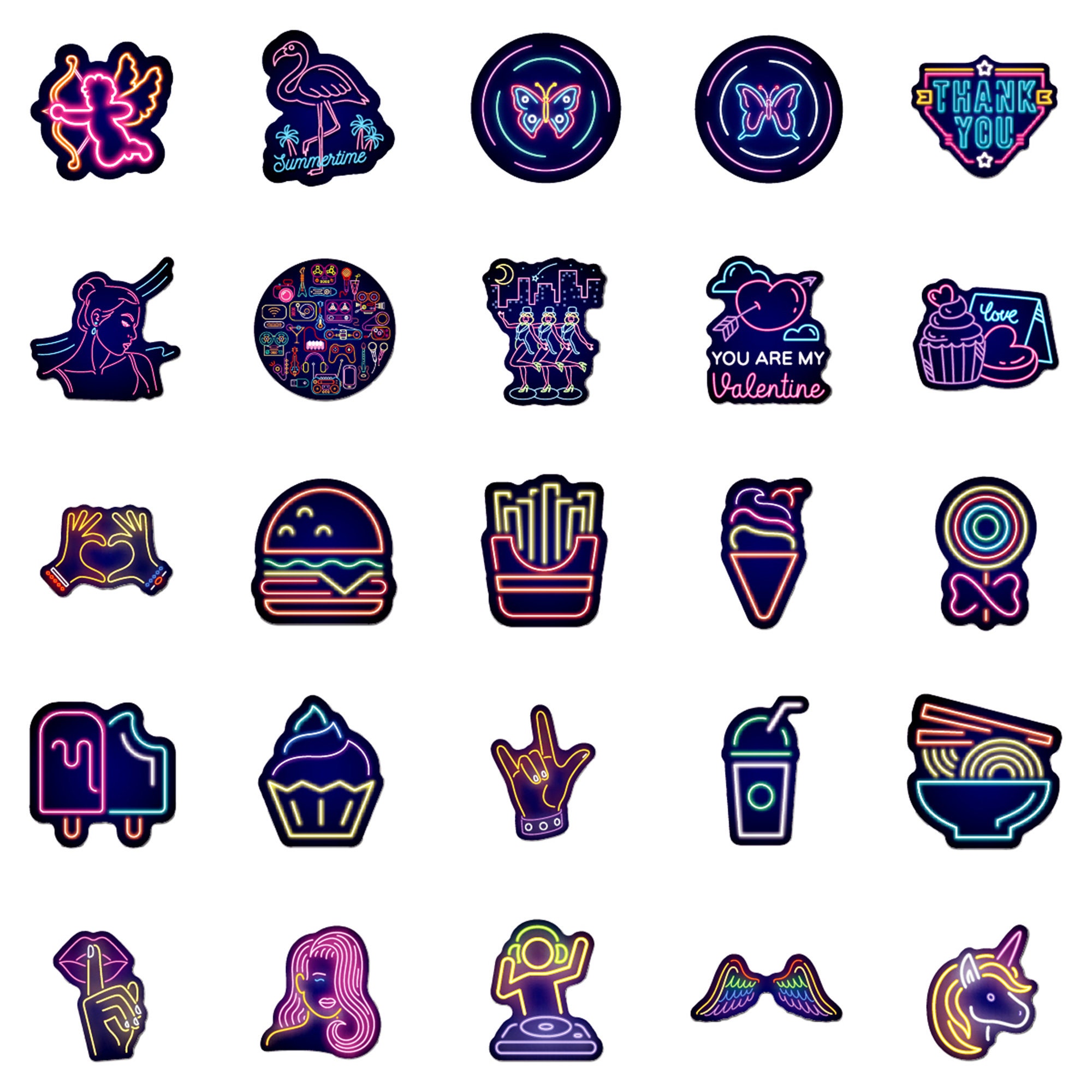 Neon Light Sticker Pack Neon Light Decal Neon Sign Sticker - Etsy
