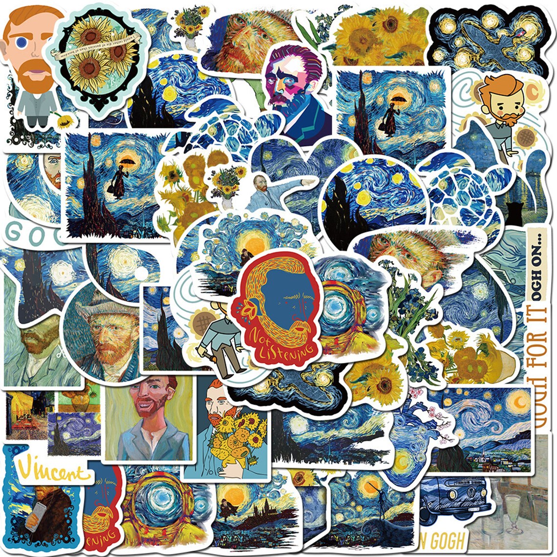 Van Gogh Artworks Stickers Pack Van Gogh Stickers Van - Etsy